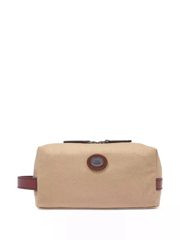 THE BRIDGE Leather-trimmed Wash Case - Neutrals