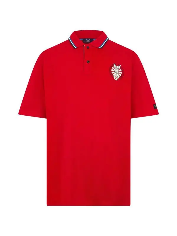 Paul & Shark Striped-collar Logo-print Polo Shirt