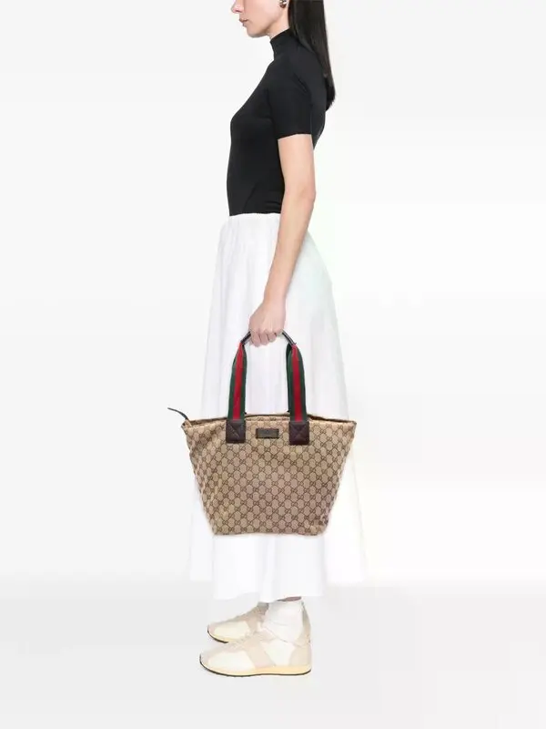 Gucci Gg Canvas Web Tote Bag
