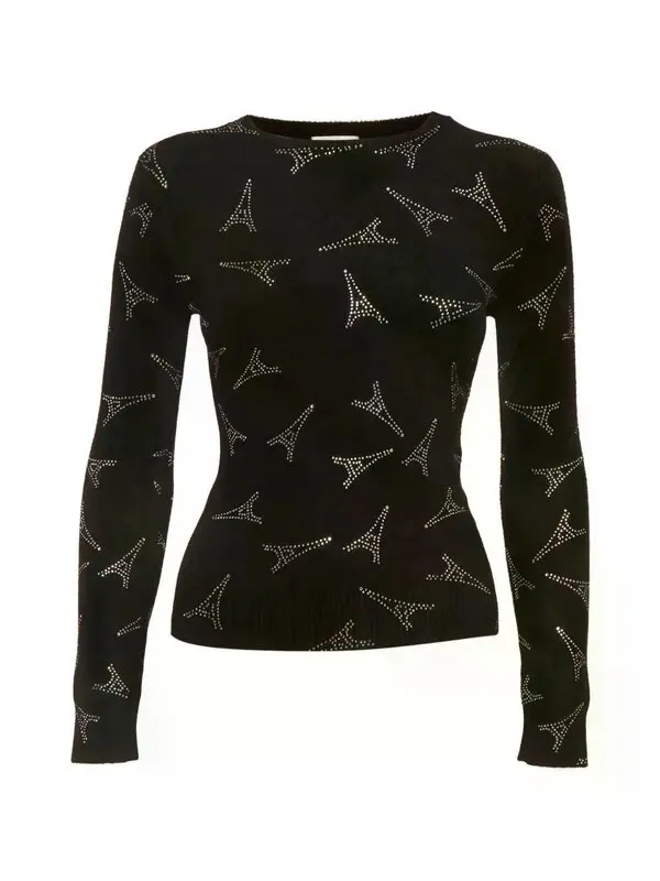 Balenciaga Rhinestone Eiffel Tower Velvet Sweater