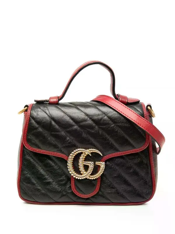 Gucci Mini Gg Marmont Matelasse Torchon Top Handle Bag - Black