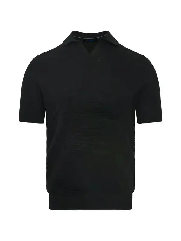 PYA Bubble-knit Johnny-collar T-shirt - Black