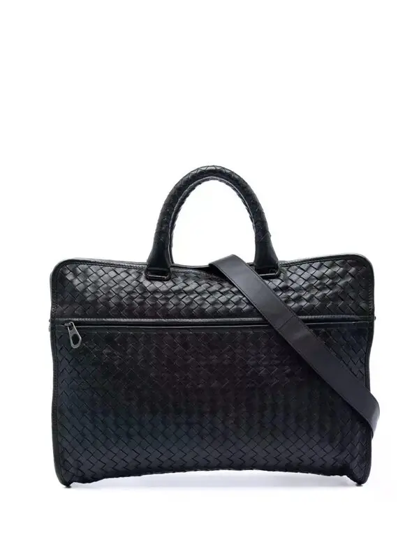 Bottega Veneta Woven Nappa Leather Business Bag - Black