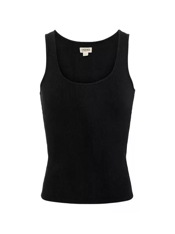 L'Agence Adira Scoop-neck Ribbed Knit Tank Top - Black