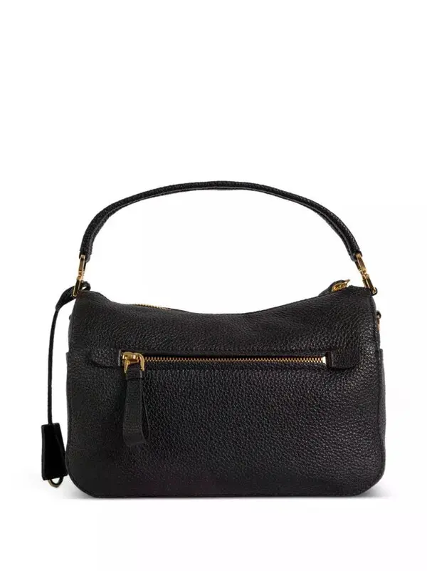 Prada Logo-plaque Leather Shoulder Bag - Black