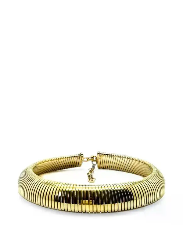 Dior Tone Ribbed Omega Collar Necklace