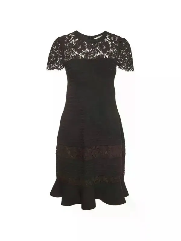 Valentino Garavani Lace-panelled Ruffled Mini Dress - Black