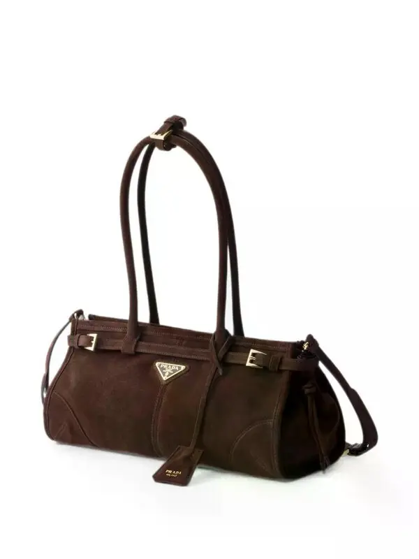 Prada Bonnie Medium Suede Bag - Brown