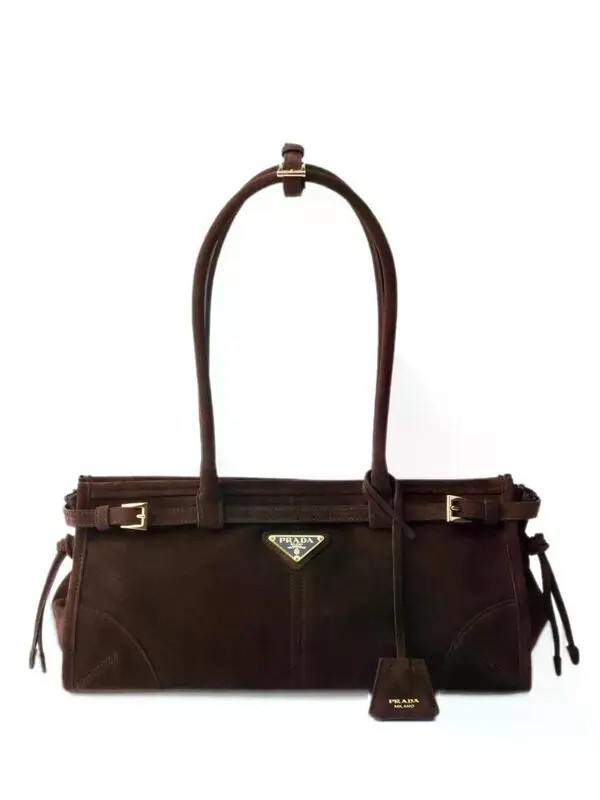 Prada Suede Tote Bag - Brown