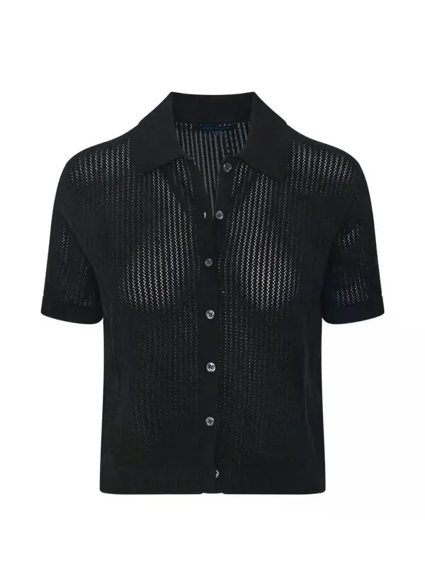 PATRICK ASSARAF Open-knit Short-sleeve Cardigan - Black
