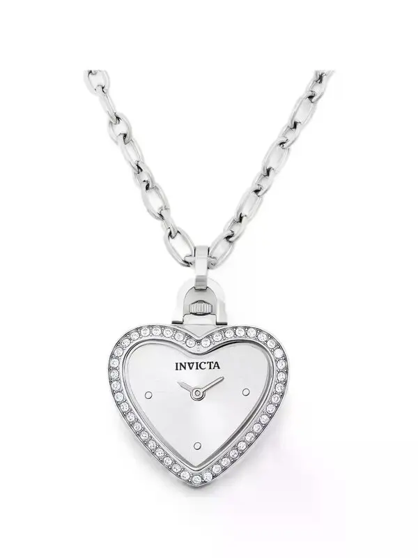 INVICTA Mini Angel Heart-shaped Crystal-embellished Necklace Watch - Silver