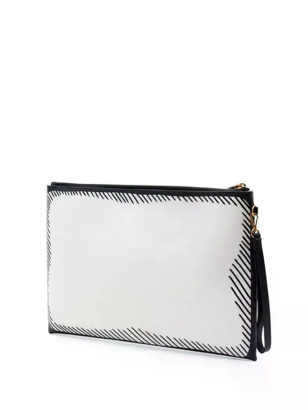 Fendi Joshua Vides Leather Ff Logo Clutch Bag