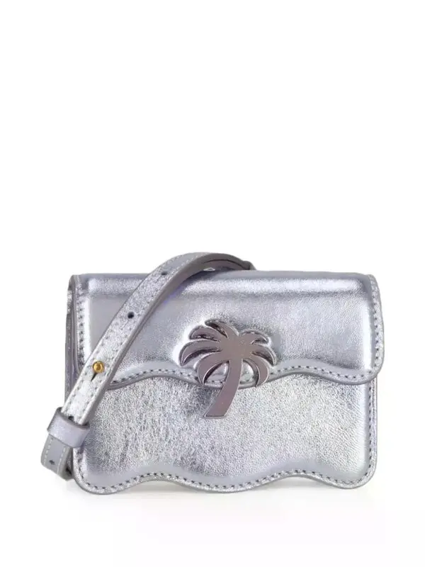Palm Angels Metallic Leather Crossbody Bag - Silver
