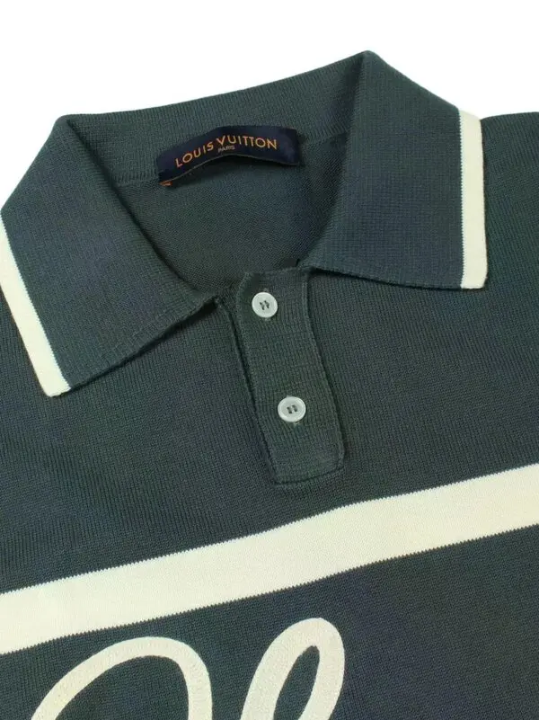 LOUIS VUITTON 2020s Cotton Striped Polo Shirt - Green