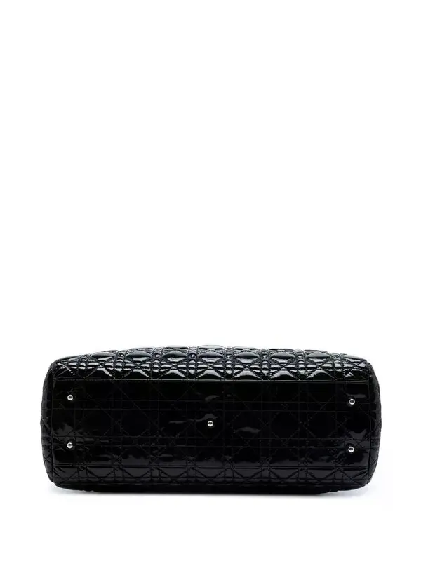 Dior Large Patent Cannage Lady Shopping Tote Bag - Black