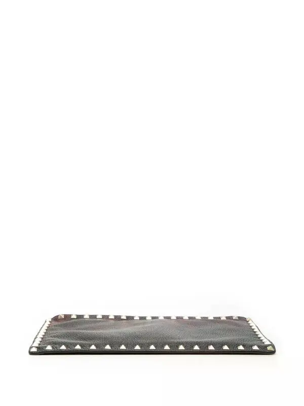 Valentino Garavani Grained Calfskin Rockstud Camouflage Zip Clutch Bag - Red