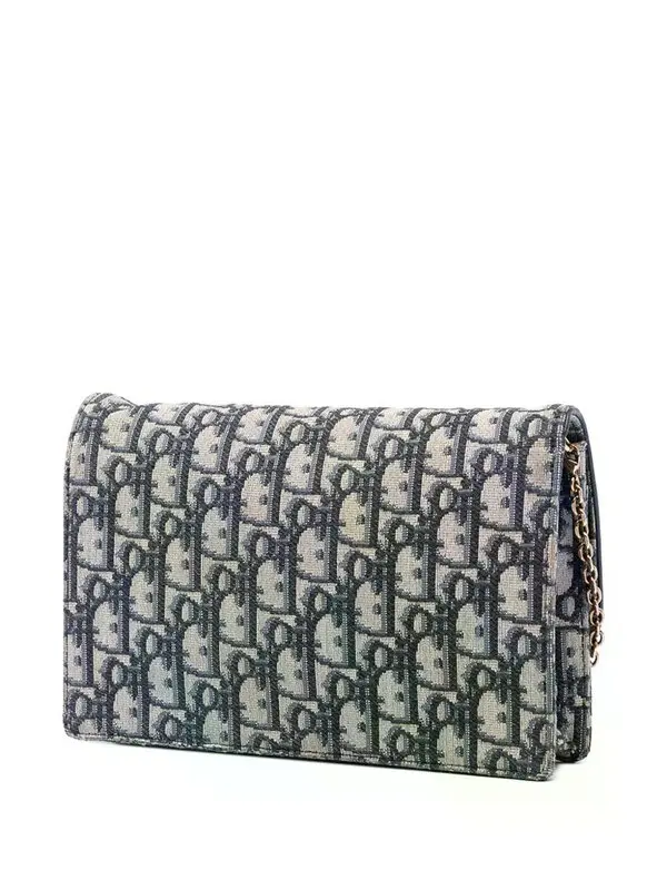 Dior Oblique Canvas Saddle Pouch Wallet On Chain - Blue