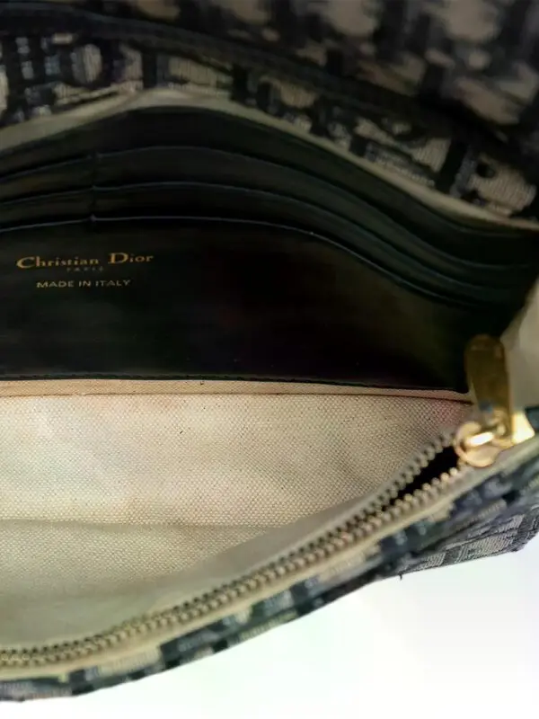 Dior Oblique Canvas Saddle Pouch Wallet On Chain - Blue