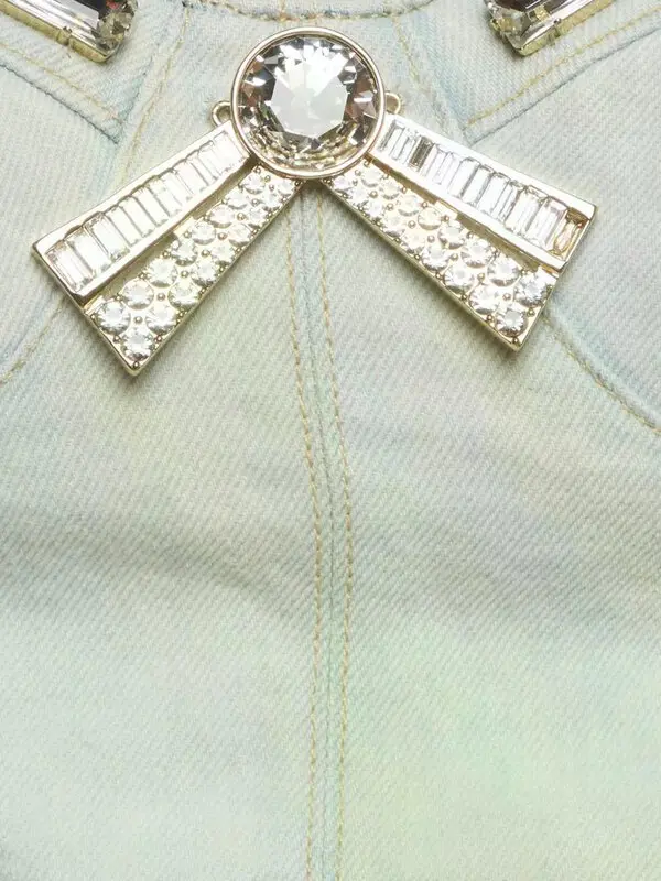 AREA Crystal-embellished Bustier Crop Top