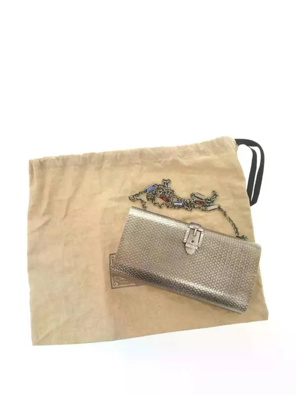 Gucci Brass Crystal Web Buckle Chain Shoulder Bag