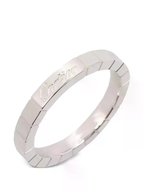 Cartier Laniere Engraved Logo Ring In 18k White Gold - Silver