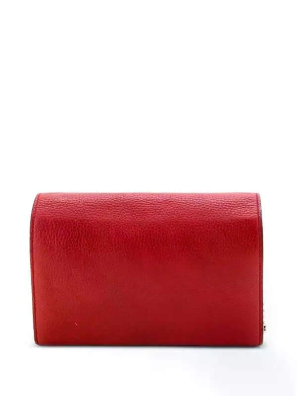 Gucci Gg Marmont Chain Wallet Leather Mini Clutch Bag - Red