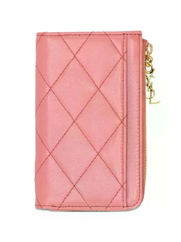 Saint Laurent Cassandre Bijou Zip Card Holder - Pink