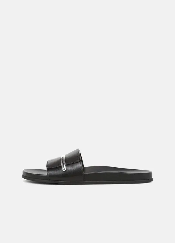 Vince Sadie Leather Slide Sandal - Black