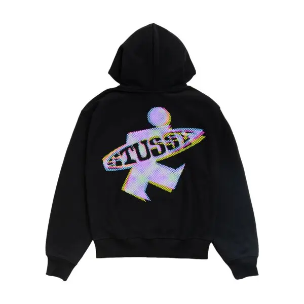 StÜssy Dot Surf Puff Print Zip Hoodie - Black