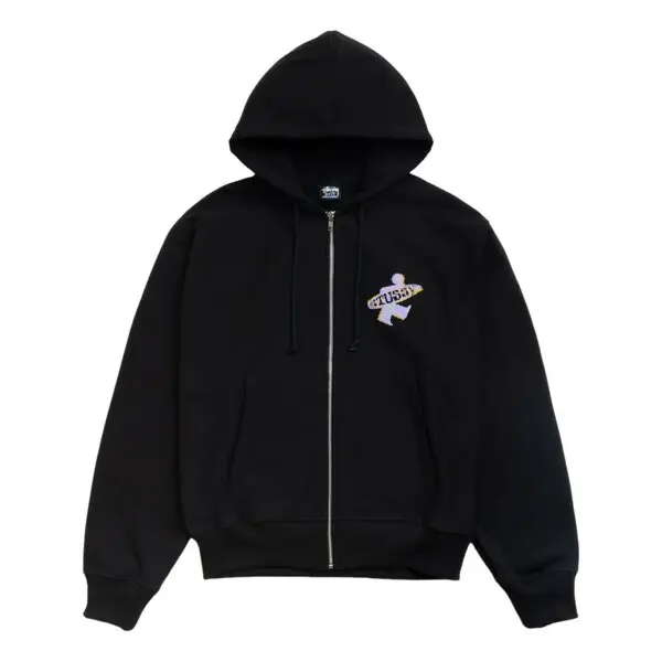 StÜssy Dot Surf Puff Print Zip Hoodie - Black