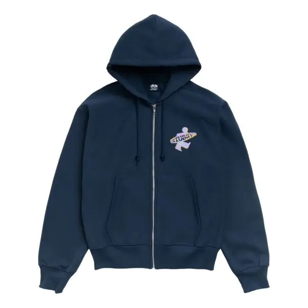 StÜssy Dot Surf Puff Print Zip Hoodie - Navy