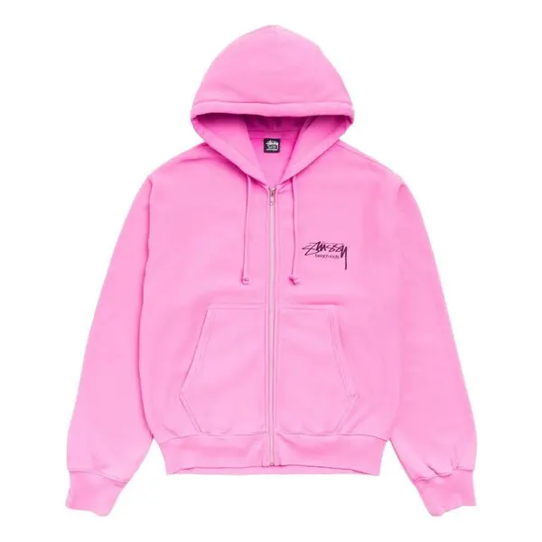 StÜssy Beach Roots Zip Hoodie Garment Dyed - Pink