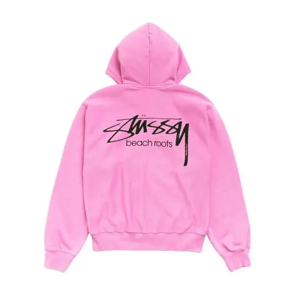 StÜssy Beach Roots Zip Hoodie Garment Dyed - Pink