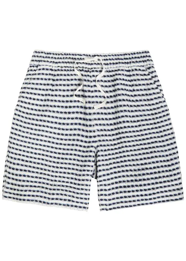 CHE Riita Textured Patterned Linen Shorts - Navy