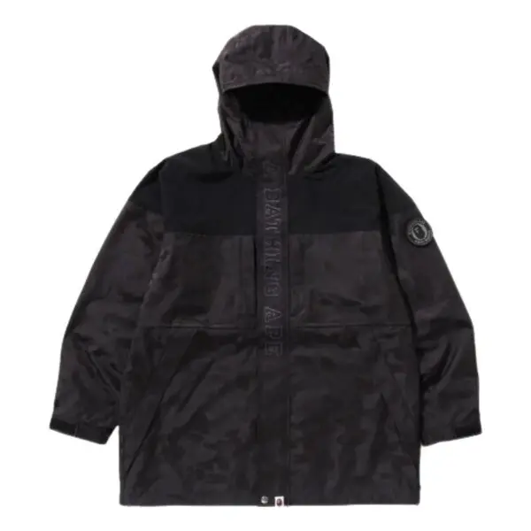 A BATHING APE Solid Camo Jacquard Long Jacket - Black