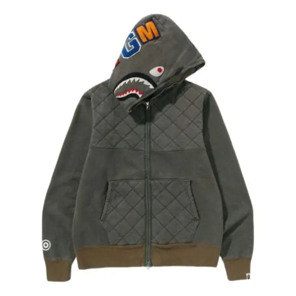 A BATHING APE Military Shark Full Zip Hoodie - Olived