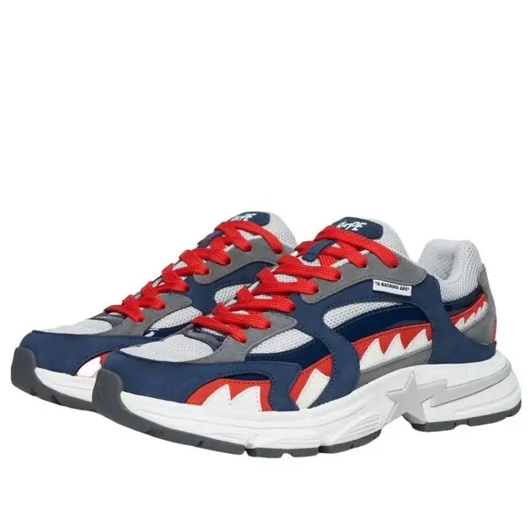 A BATHING APE Shark Sta France "navy" Sneakers - Navy/gray/red