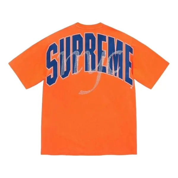 Supreme Ss26 Rhinestone Script S/s T-shirt - Orange