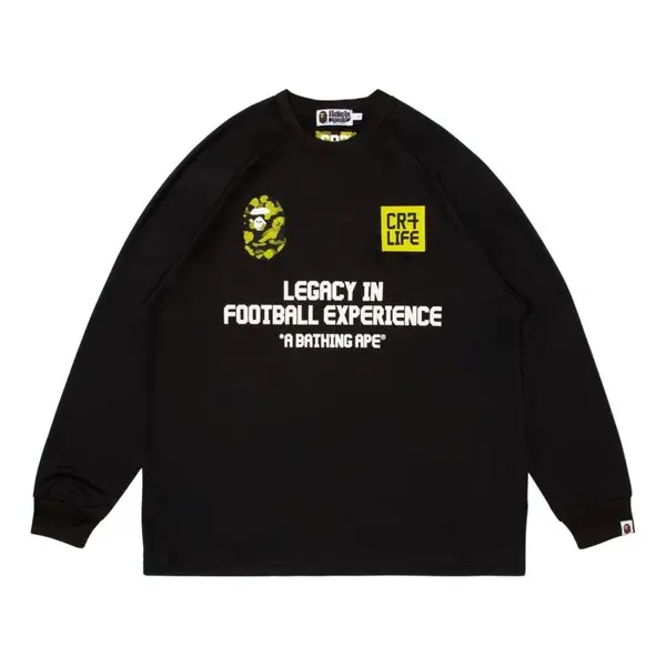 A BATHING APE X Cristiano Ronaldo Cr7 Life Multi Logo Poly Relaxed Fit Jersey - Black