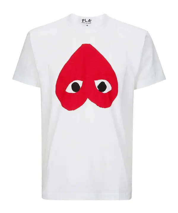 Play Comme Des Garcon Comme Des Garçons Play Reverse Heart Print T-shirt - White