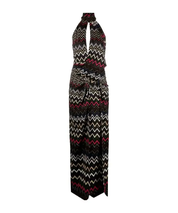 Missoni Zigzag Halterneck Maxi Dress - Black