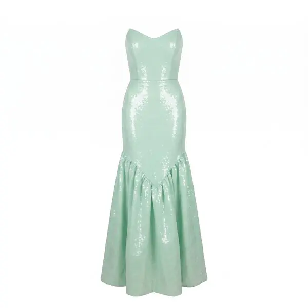 NOMI FAME Siren Light Strapless Corset Mermaid Gown - Green