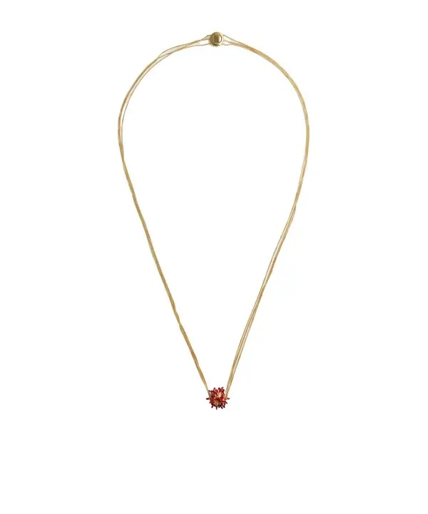 Bottega Veneta 18k Gold-finished Sterling Silver Enamel Pendant Necklace - Deep Red