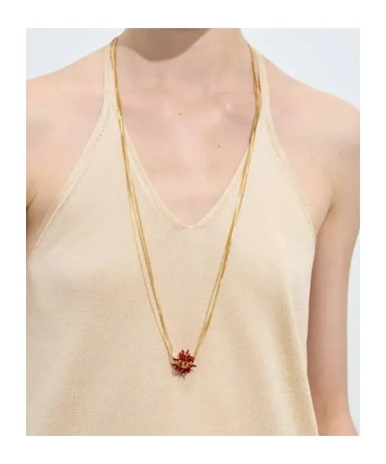 Bottega Veneta 18k Gold-finished Sterling Silver Enamel Pendant Necklace - Deep Red