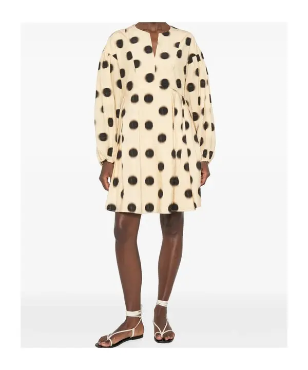 Stine Goya Polka Dot V-neck Lantern Sleeve Dress
