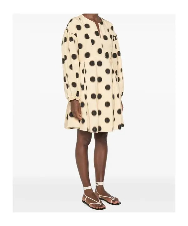 Stine Goya Polka Dot V-neck Lantern Sleeve Dress
