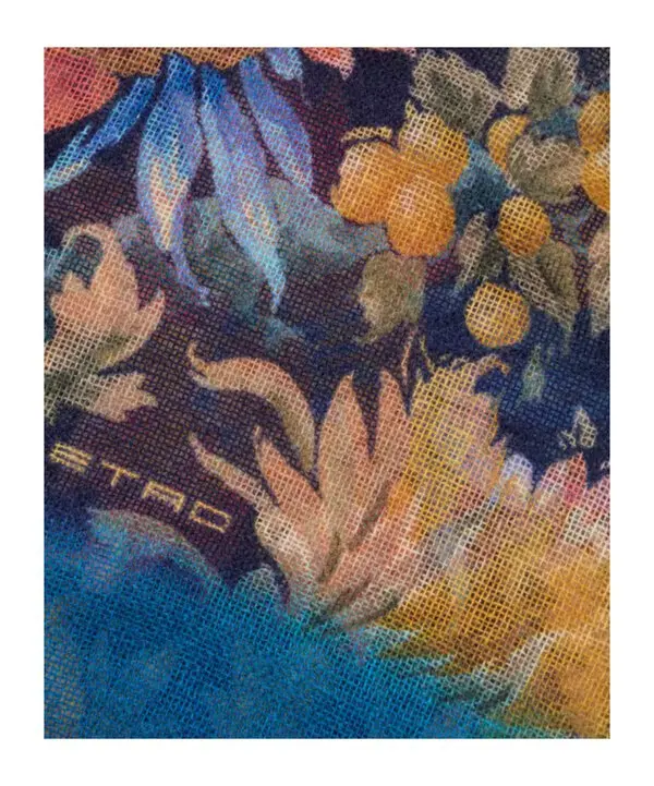 Etro Brushed Cashmere Scarf With Floral Motif