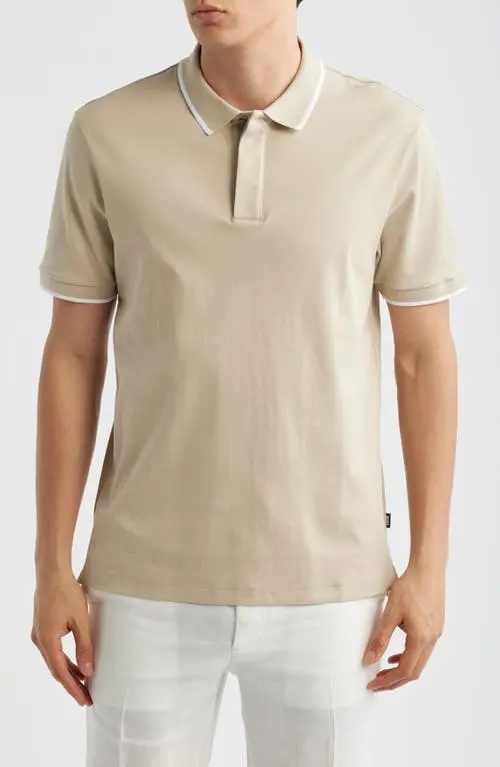 BOSS Parlay Tipped Cotton Polo - Open Beige