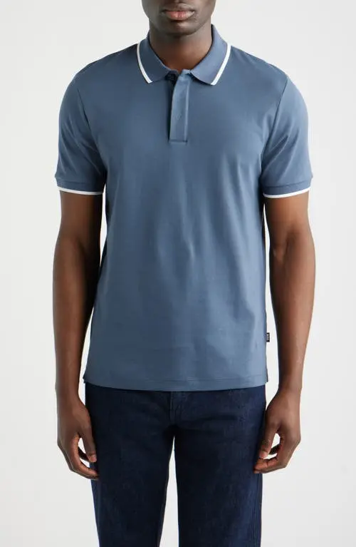 BOSS Parlay Tipped Cotton Polo - Open Blue