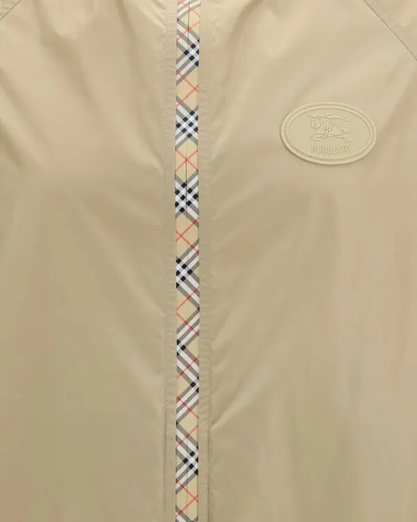 Burberry Nylon Hooded Jacket With Check Inserts
